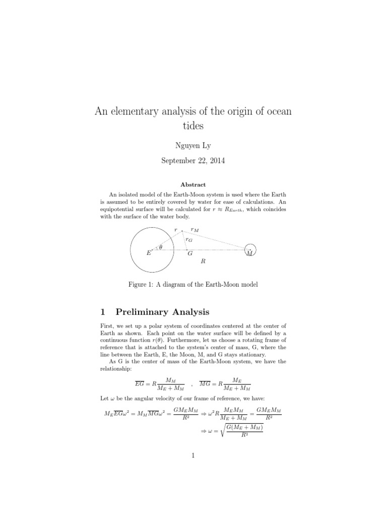Ocean Tides: Earth-Moon Dynamics Analysis | PDF | Trigonometric ...