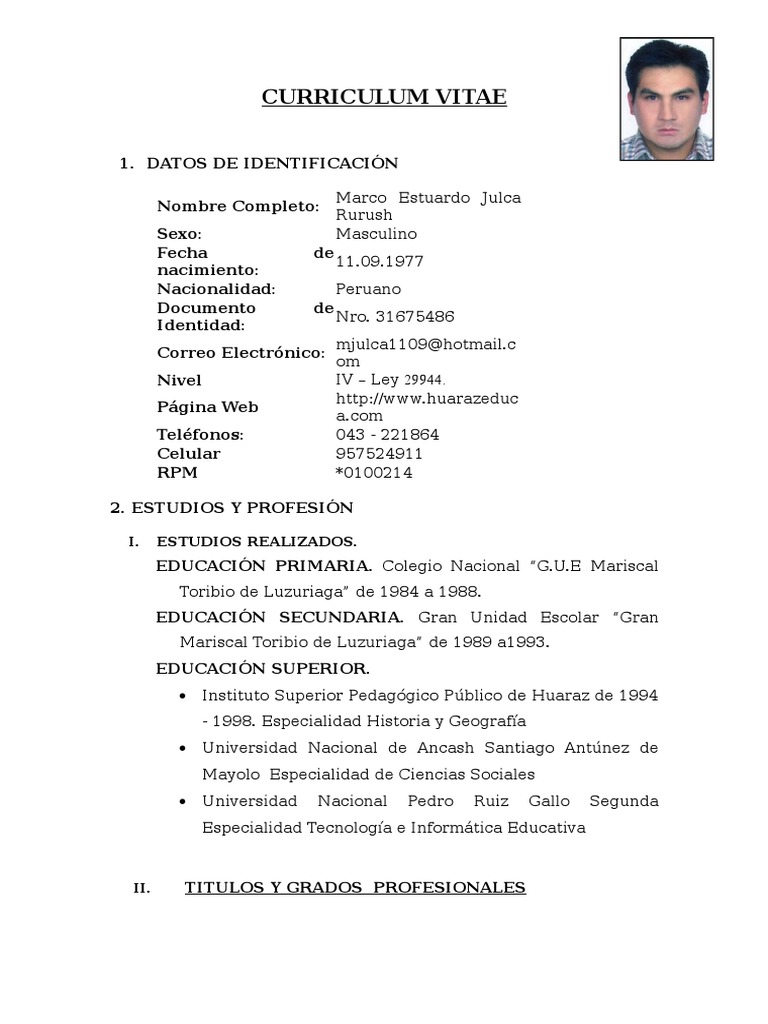 Curriculum Vitae 2014 | PDF | Titulo academico | Educación más alta