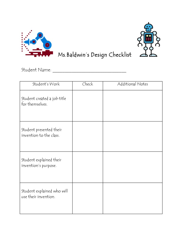 Ms. Baldwin's Invention Checklist | PDF | Career & Growth | Computers