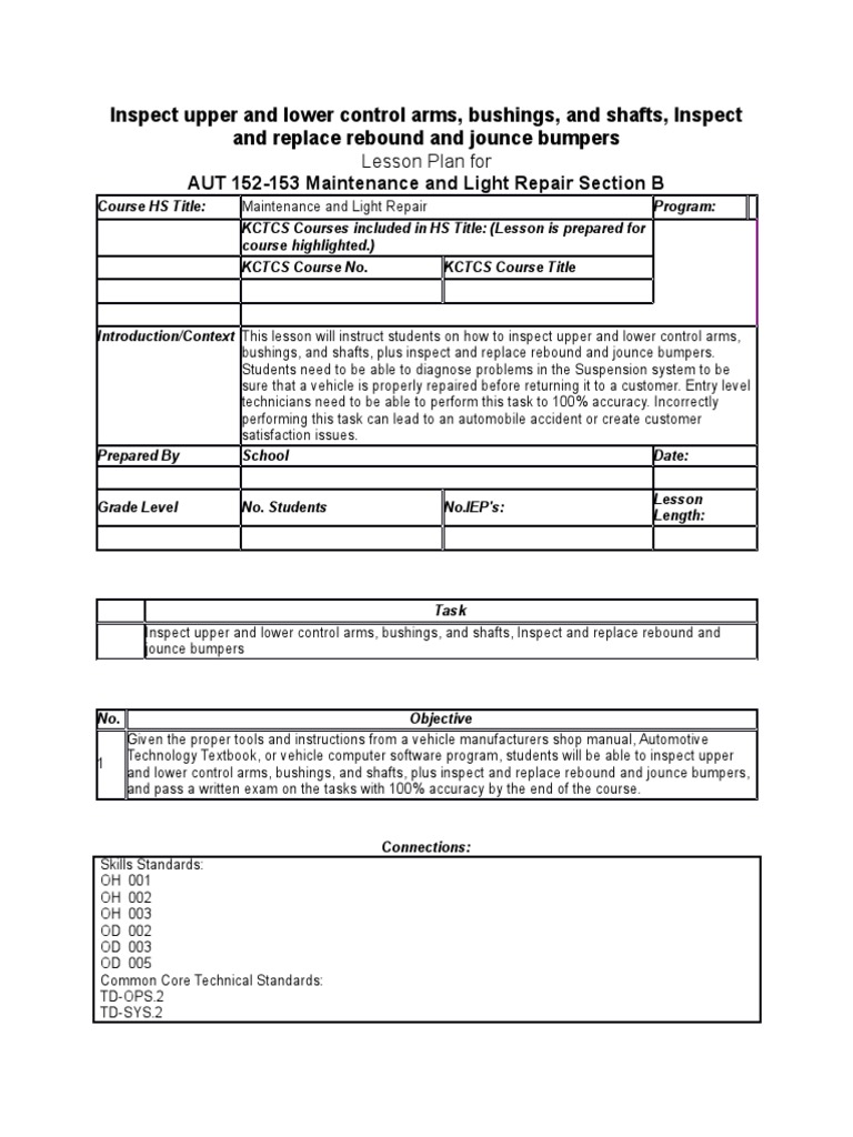 Inspect Upper and Lower Control Arms Bushings | PDF | Suspension ...