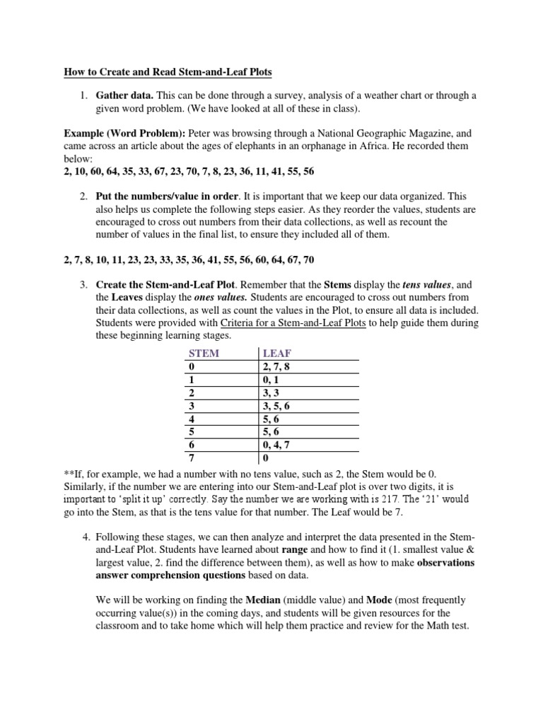 Pictographs and Stem-And-Leaf Plots | PDF | Data | Reading Comprehension