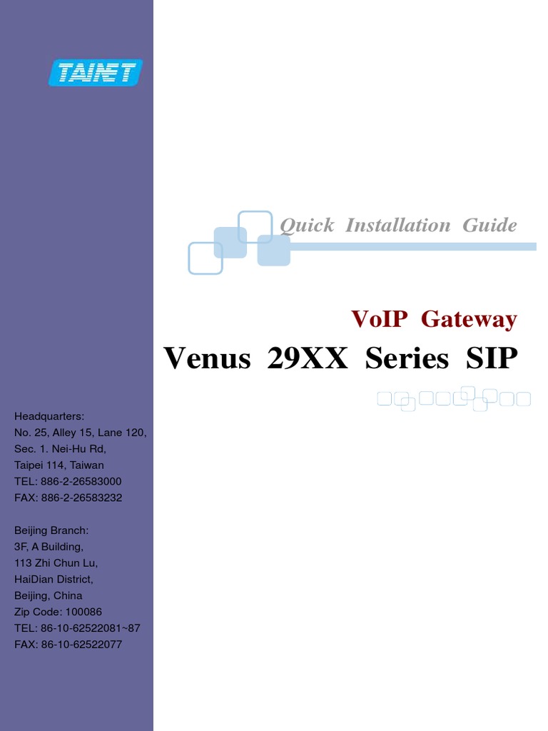 Venus 29xx Series Quick Installation GuideV1.0 | PDF | Ip Address ...
