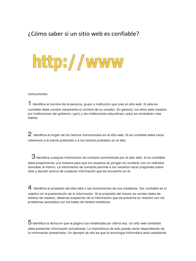 Como Saber Si Una Pagina Web Es Confiable | PDF | Negocios | Informática