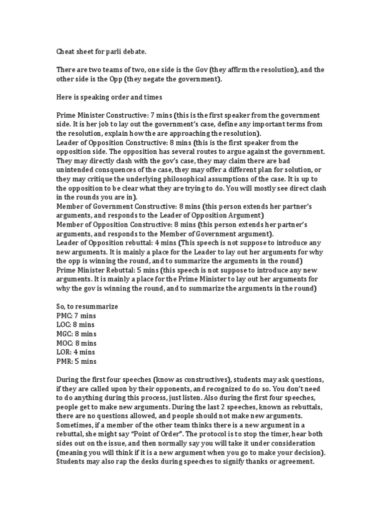 Cheat Sheet For Parli Debate | PDF | Epistemology