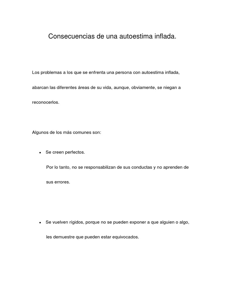 Consecuencias de Una Autoestima Inflada | PDF | Crecimiento personal y ...