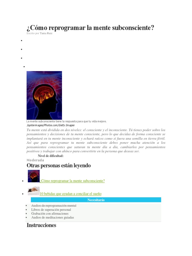 Cómo Reprogramar La Mente Subconsciente | PDF | Meditación | Mente