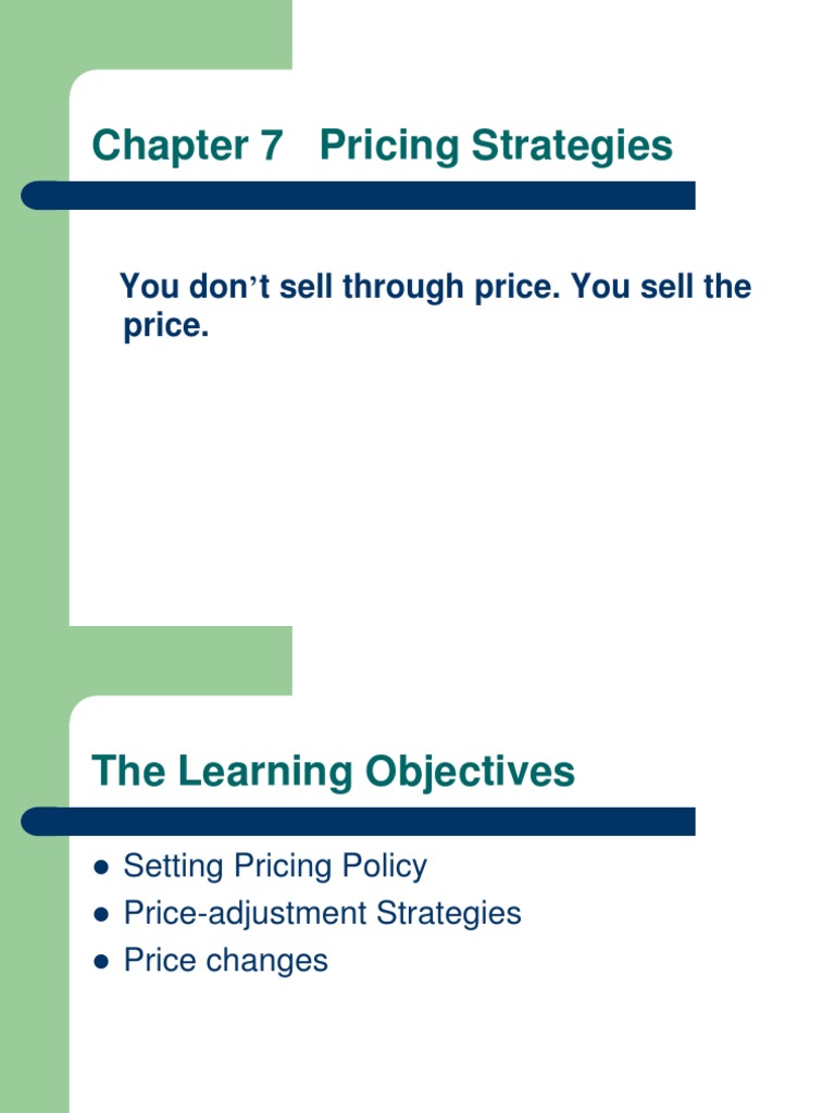 Chapter 7 Pricing Strategies | PDF | Discounts And Allowances | Prices