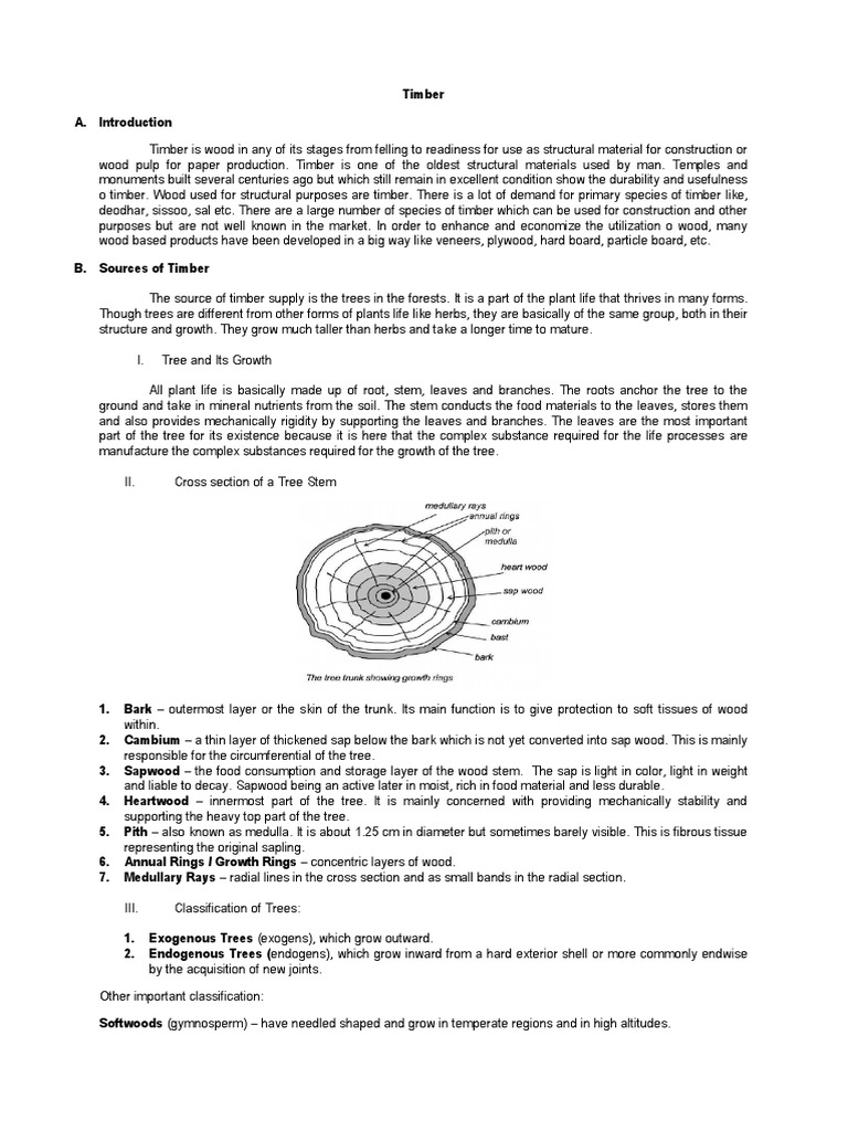 Timber: Sources, Classification, and Structure | PDF | Wood | Lumber