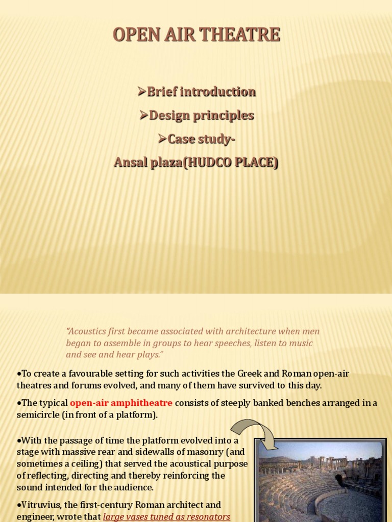 Open Air Theatre - Case Study - Ansal Plaza | PDF | Sound | Reflection ...