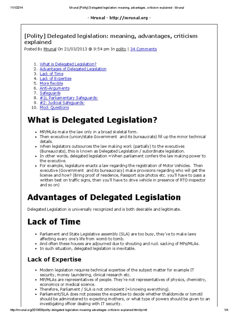 Delegated Legislation - Meaning, Advantages, Criticism Explained ...