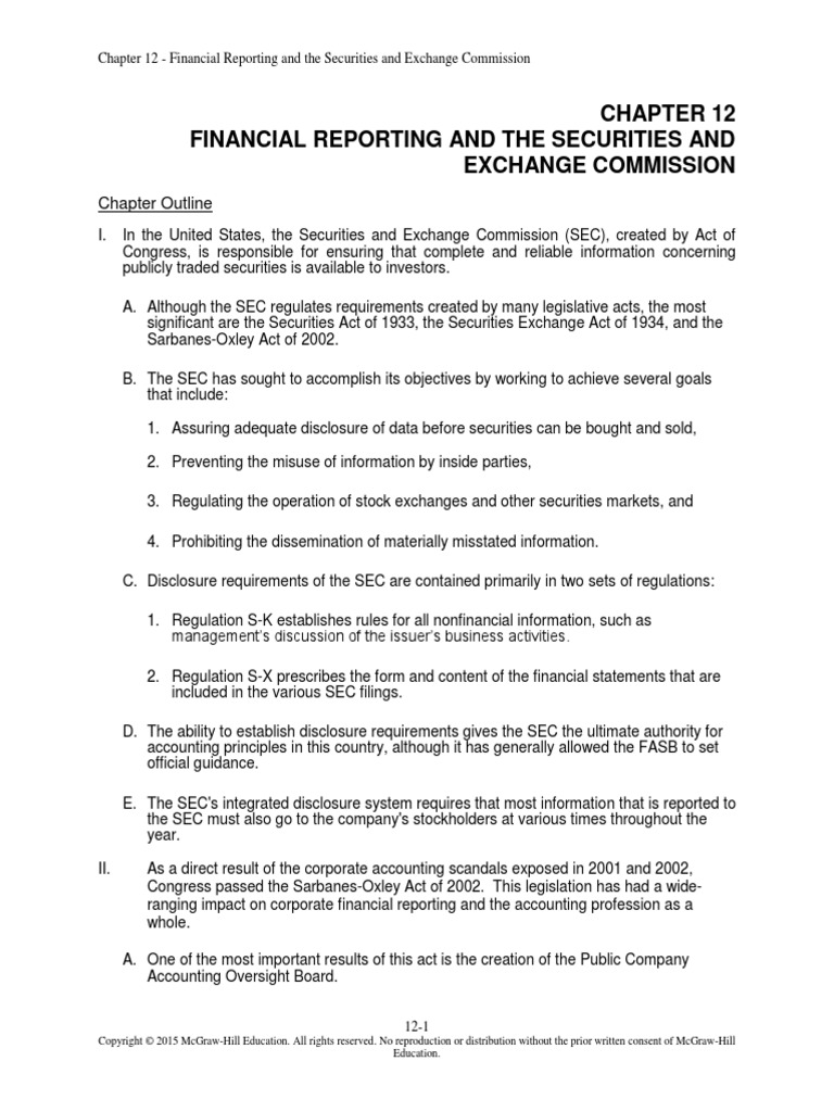 Financial Reporting and The Securities and Exchange Commission | PDF ...