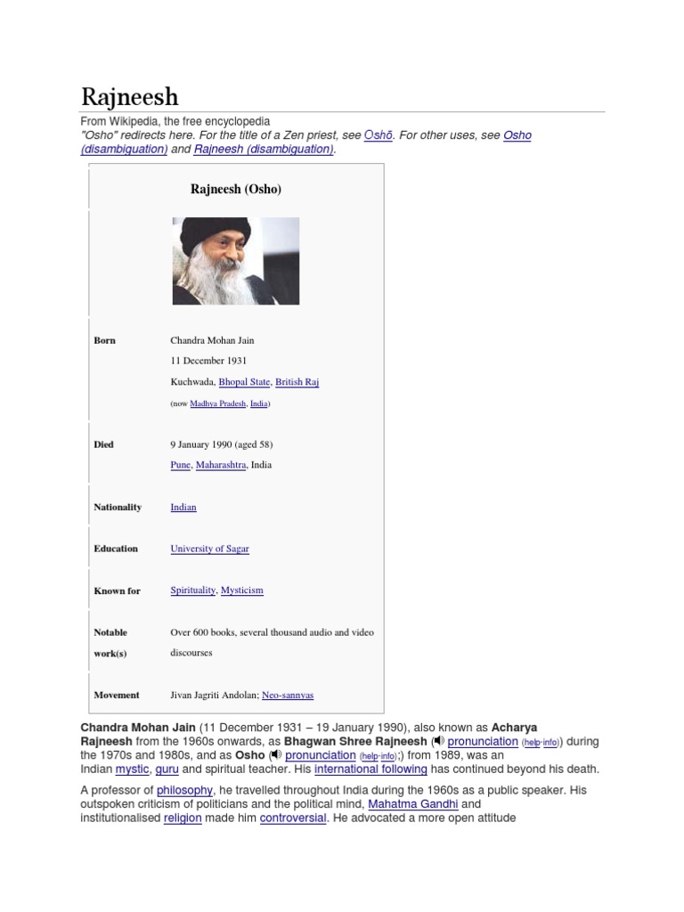 Osho: Life and Teachings Overview | PDF | Religion & Spirituality