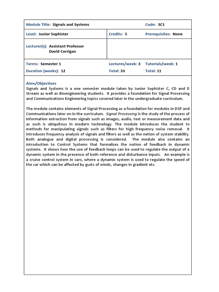 Signal and Systems | PDF | Signal (Electrical Engineering) | Digital ...