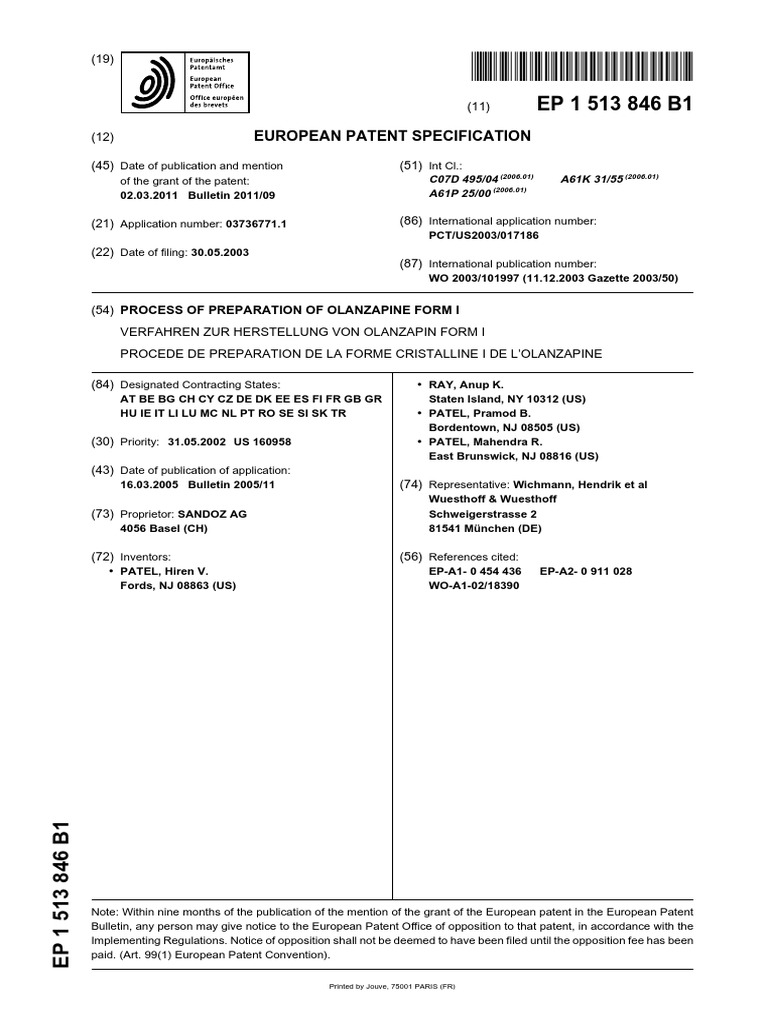 European Patent Specification: Printed by Jouve, 75001 PARIS (FR) | PDF ...