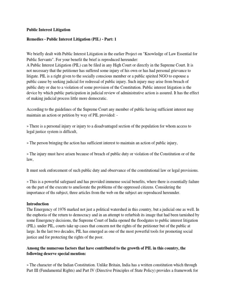 Public Interest Litigation | PDF