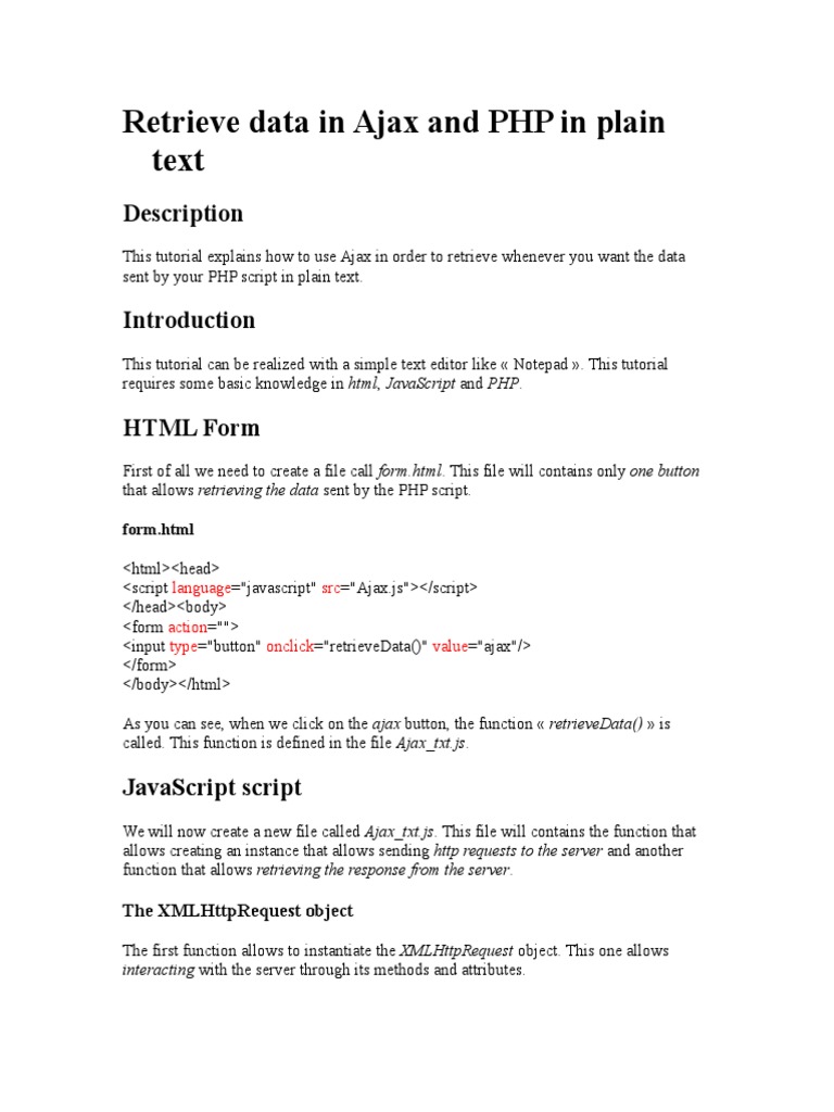 Send Data With Ajax and PHP | PDF | Ajax (Programming) | Internet Send Data With Ajax and PHP | PDF | Ajax (Programming) | Internet