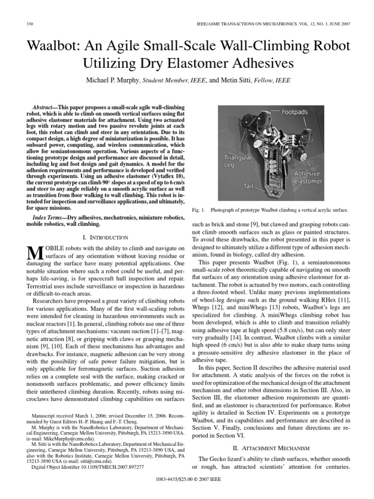 Wall Robot Walbot | PDF | Adhesion | Adhesive