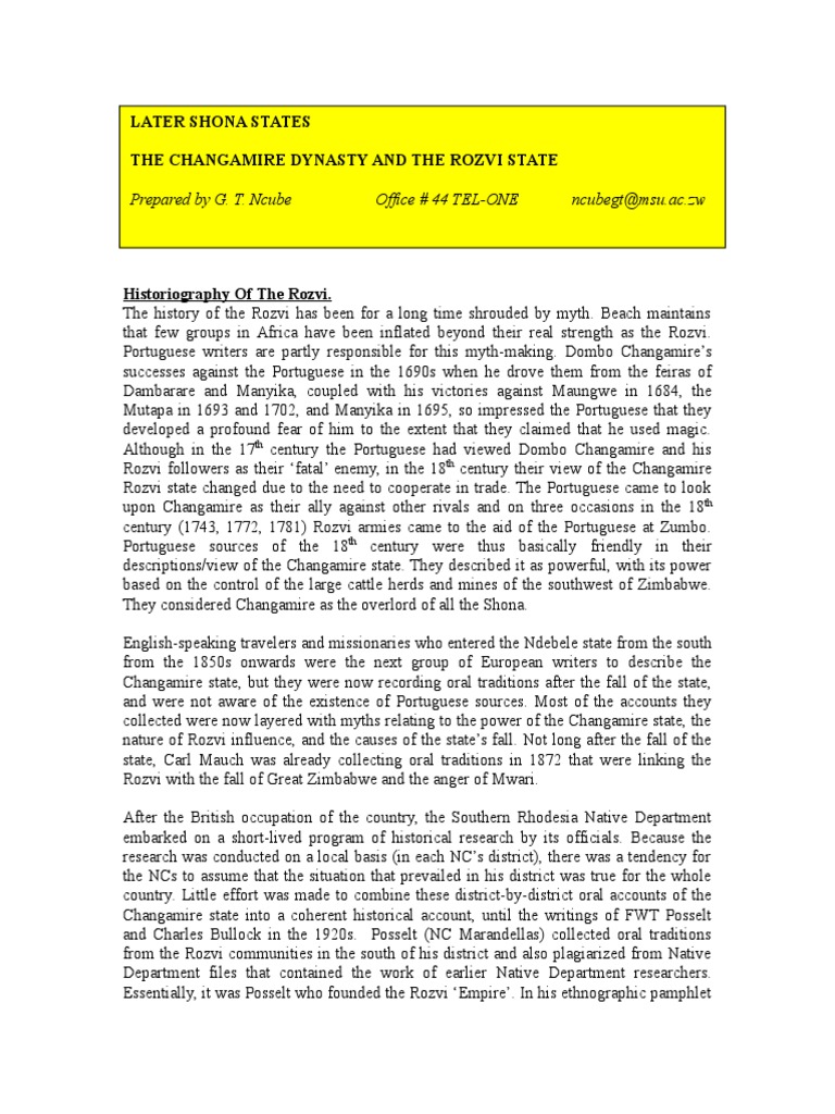 The Changamire State and the Rozvi