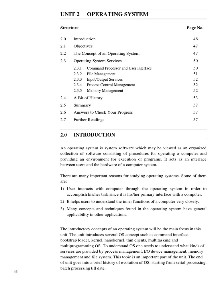 Unit 2 Operating System Structure Page No Pdf Operating System Process Computing 2956