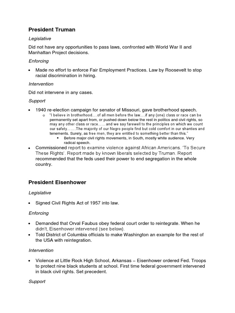 Truman and Eisenhower's Civil Rights Actions | PDF | Social Science