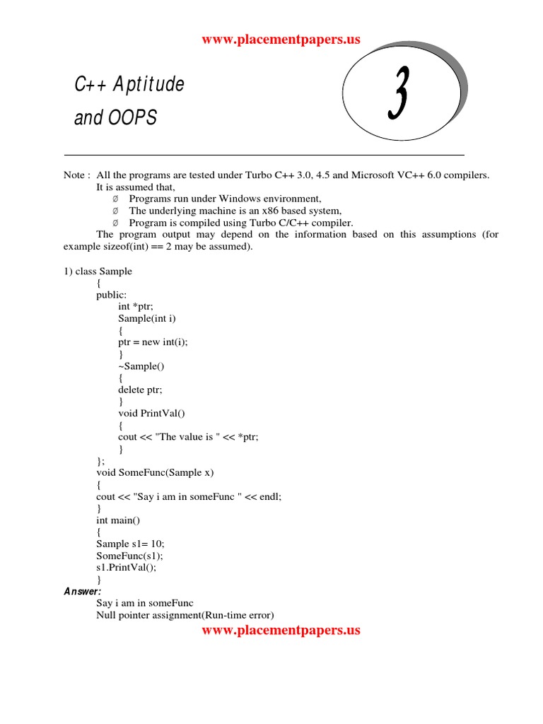 C Aptitude And Oops Pdf Class Computer Programming Pointer Computer Programming 4605