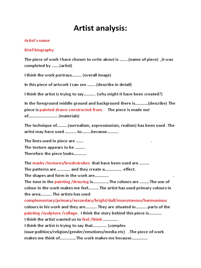 Artist Research Template | PDF | Paintings | Art Media