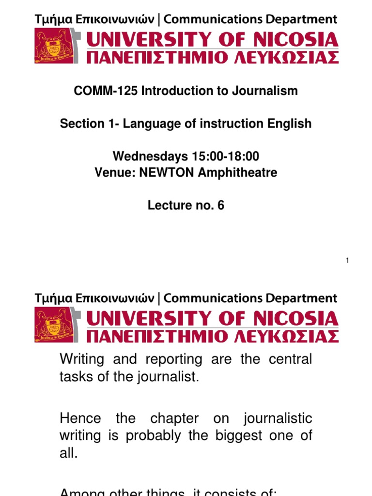 Week 6: Journalistic Writing. Introduction | PDF | Journalism | Narration