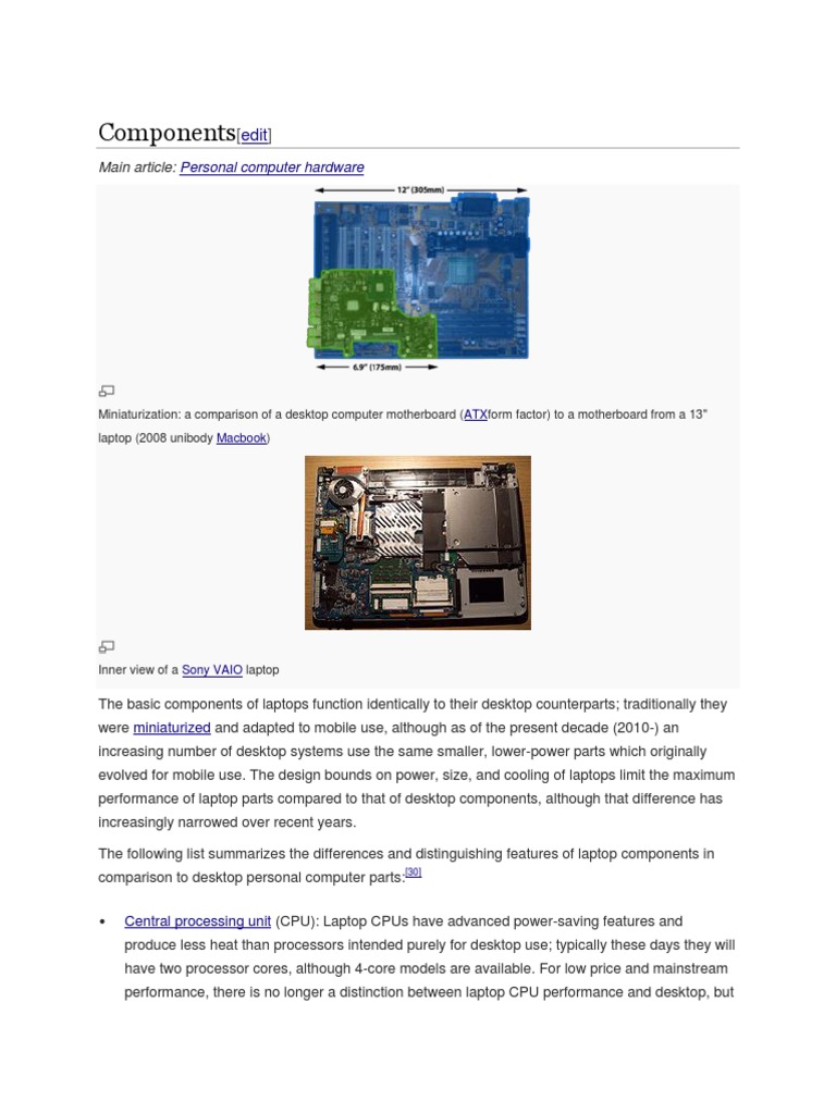 Components of Laptop | PDF | Laptop | Desktop Computer