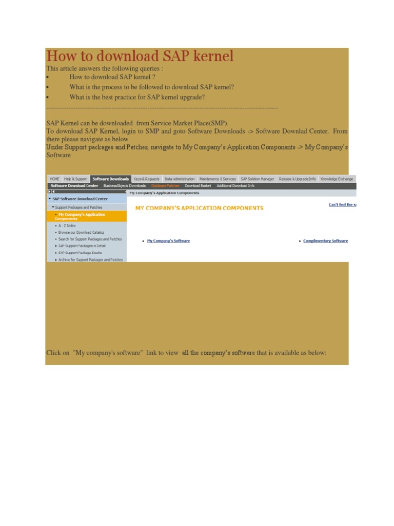 How To Download SAP Kernel | PDF | Kernel (Operating System) | Databases