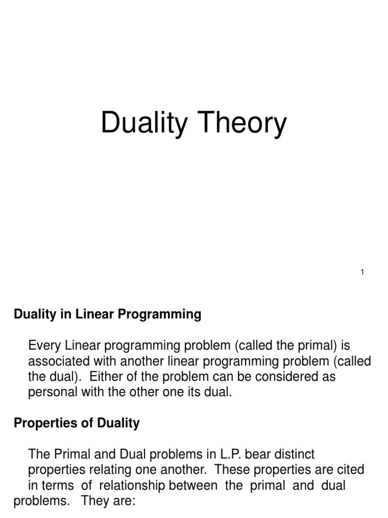 Duality Theory | PDF