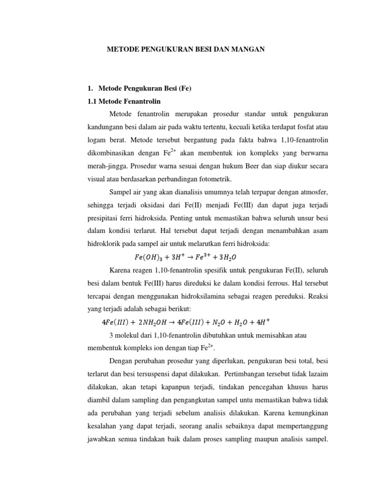 Metode Pengukuran Besi Dan Mangan | PDF