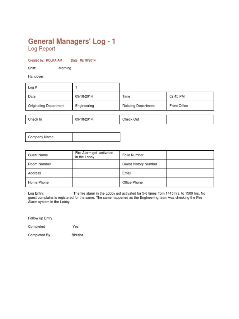Engineering Log: Fire Alarm Test | PDF | Career & Growth | Business