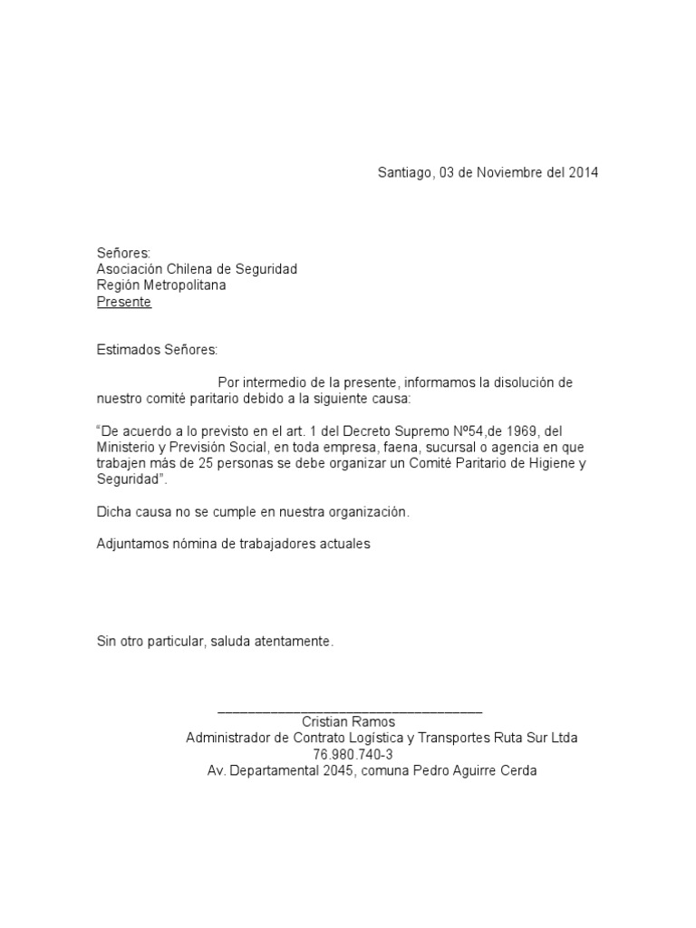Carta Conductora Inspección - ACHS | PDF