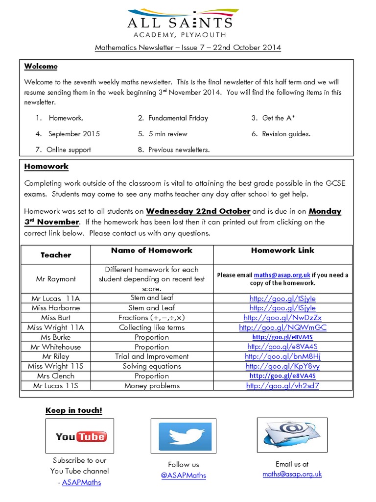 Homework: Welcome | PDF | Test (Assessment) | Schools