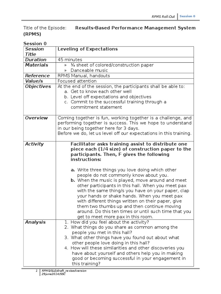 Session Guides RPMS | PDF | Performance Management | Strategic Planning