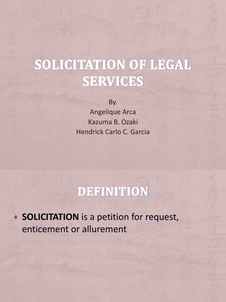 Solicitation of Legal Services | PDF | Practice Of Law | Lawyer