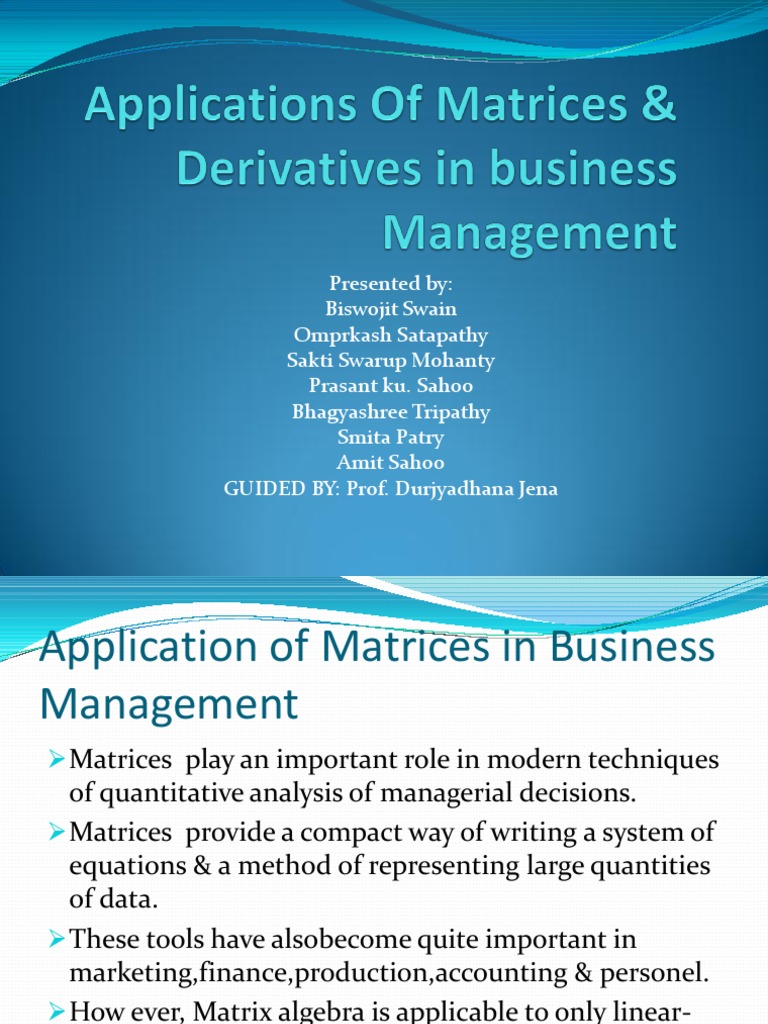 Application of Matrices | PDF | Determinant | Matrix (Mathematics)