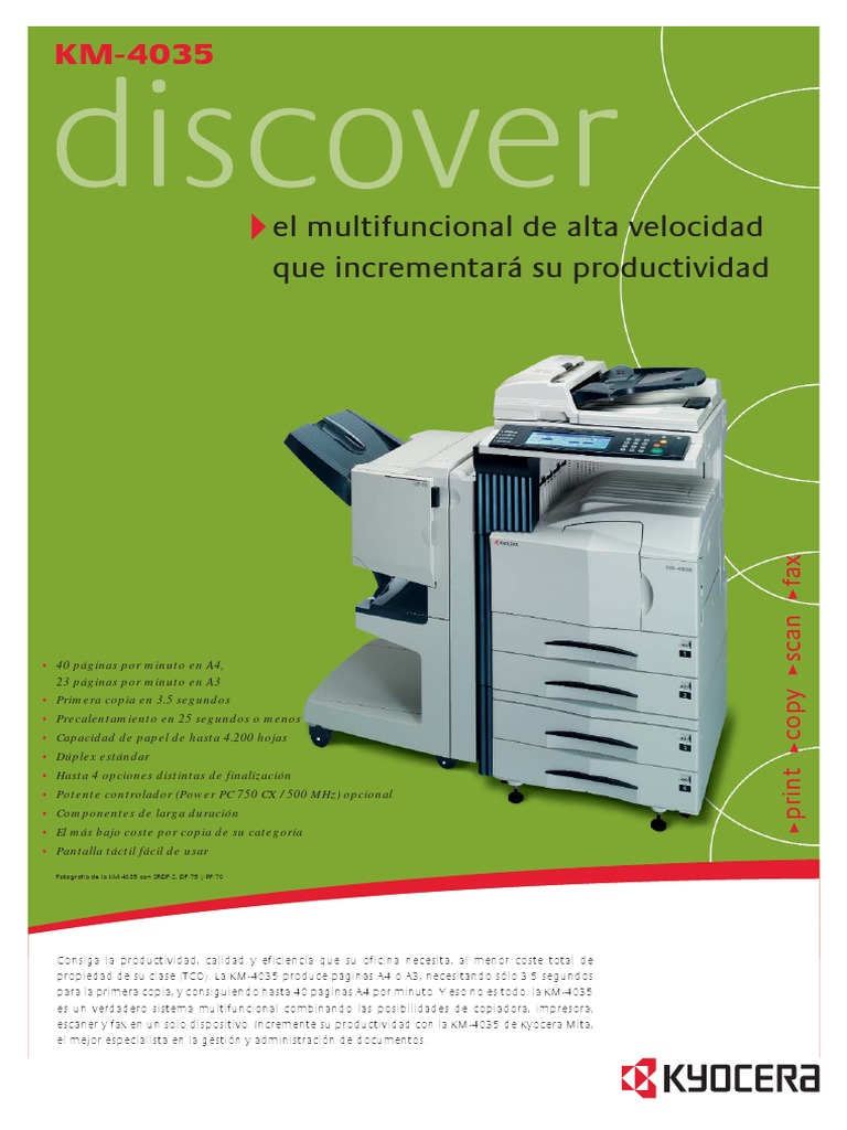 Espetecnicas Kyocera Km-4035 | PDF | Fax | Impresora (Computación)