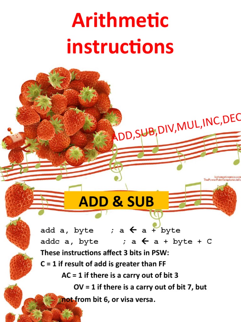 Arithmetic Instructions: Add, Su B, Div, M Ul, Inc, D EC | PDF | Binary Coded Decimal | Computer ...