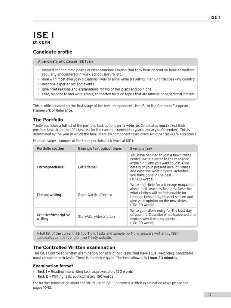 ISE I B1 Exam Overview and Tasks | PDF | Conversation | Test (Assessment)