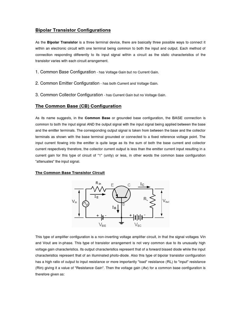 6088dbipolar Transistor Configurations | PDF | Bipolar Junction Transistor | Transistor