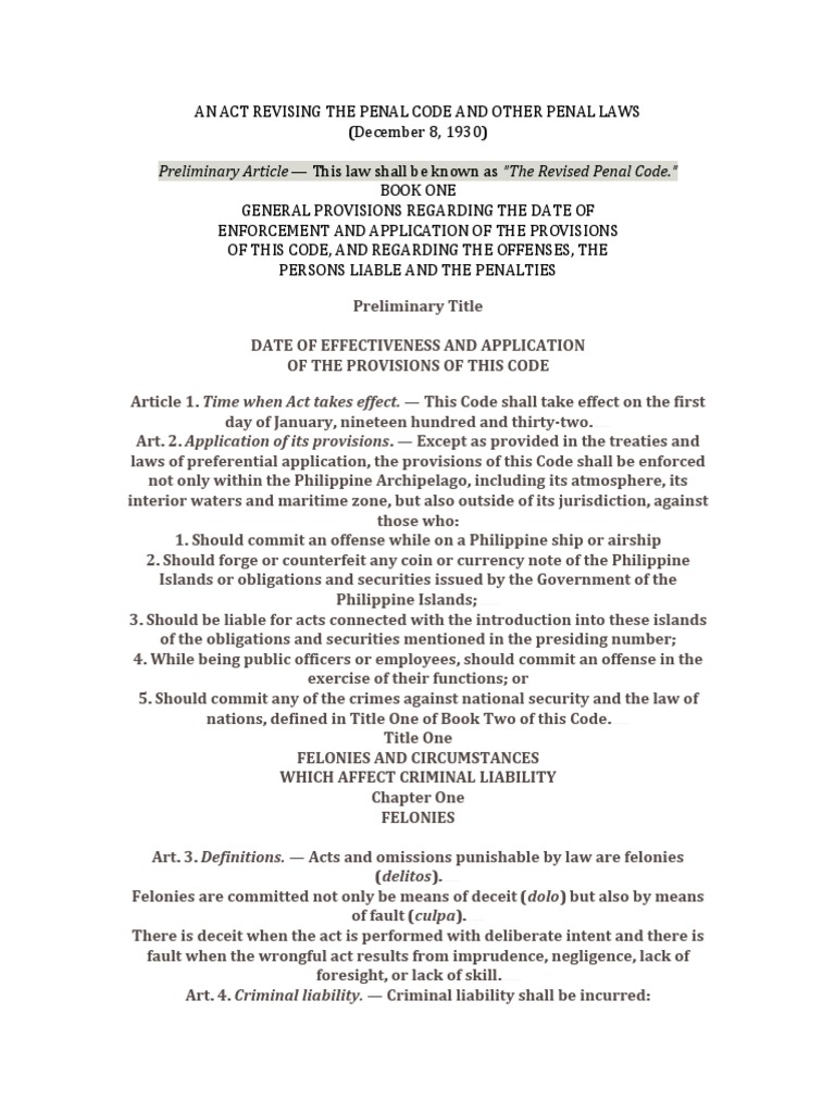 Revised Penal Code | PDF | Felony | Accomplice