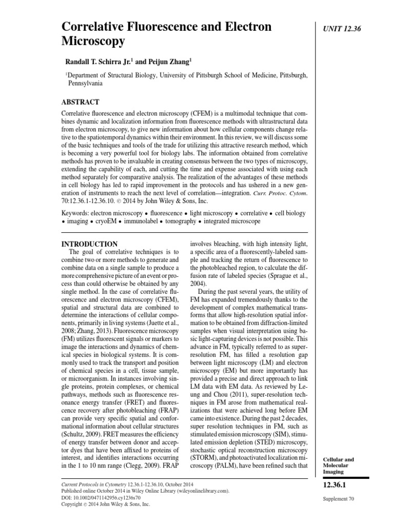 Corelative Fluorescence and Electron Micros | PDF | Fluorescence Microscope | Microscopy