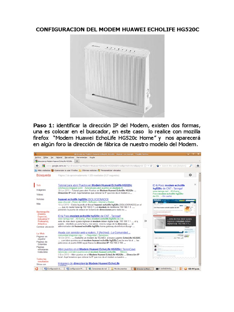 Configuracion Modem Huawei EchoLife HG520c | PDF