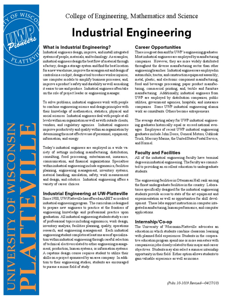 Industrial Engineering: College of Engineering, Mathematics and Science ...