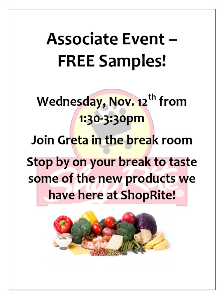 Free Product Samples at ShopRite Event | PDF