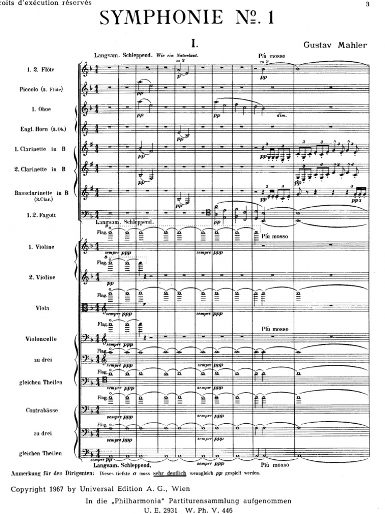 Mahler - Symphony No 1 MVT I (Complete Score) | PDF