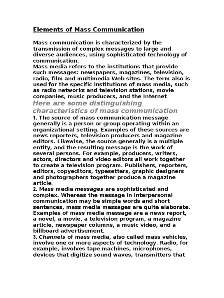 Examples Of Mass Communication
