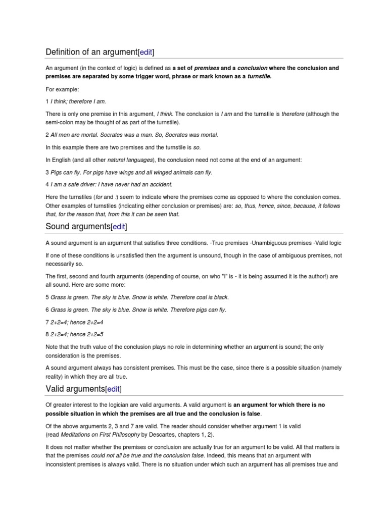 Definition of An Argument | PDF | Argument | Logical Consequence