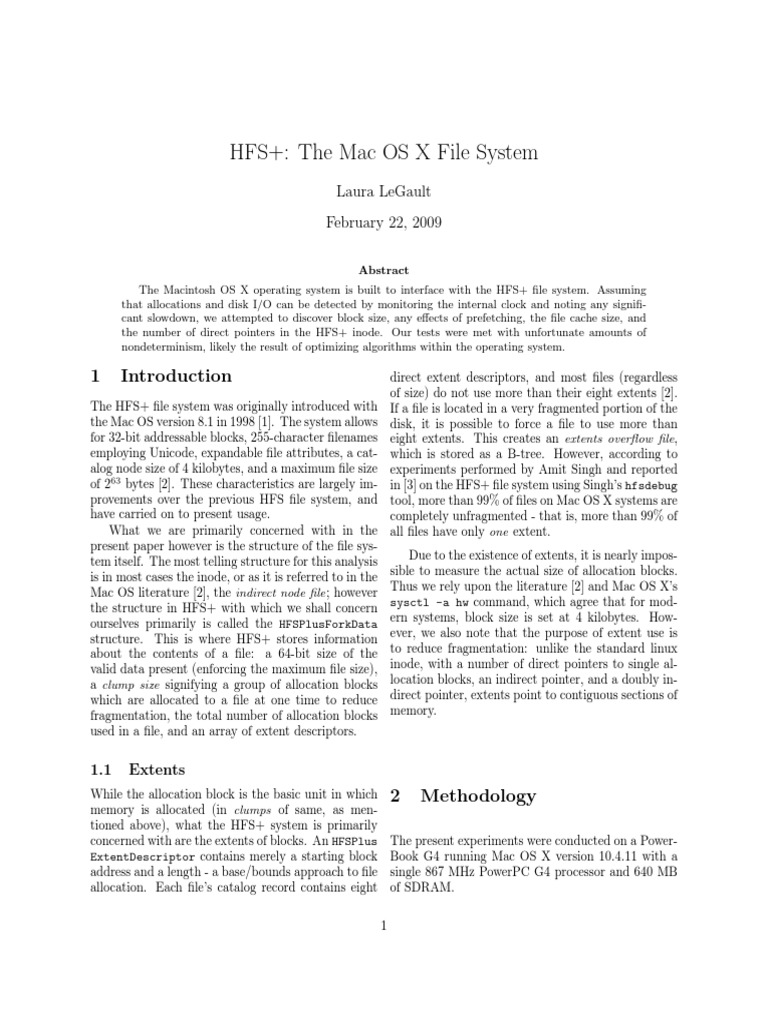 Hfs The Mac Os X File System Pdf File System Pointer Computer